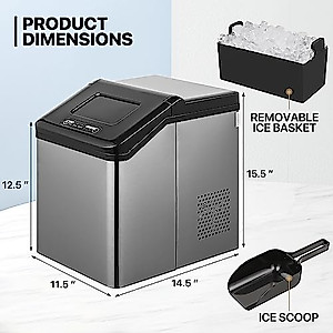 mollie Ice Machine Maker Countertop, 32 Ice Square Cubes Ready in 20 Mins, 33lbs/24 hrs, Self-Cleaning Ice Machine, 2 Size Ice Cubes for Kitchen Office Bar Party, 2.5L Water Tank