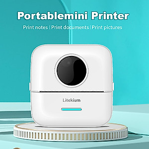 Litekium Portable Mini Printer Thermal Inkless Sticker Maker, Bluetooth Printer for Phone, Wireless Label Printer with Tape