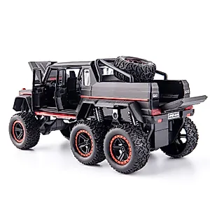 BDTCTK 1/22 Benz G63 AMG 6x6 V12 Off-Road Black Pickup Model Car, Zinc Alloy Pull Back Toy car with Sound and Light for Kids Boy Girl Gift (Black)