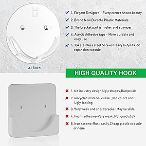 Shower Curtain Rod Holders for Wall – Kitosun Adhesive Tension Rod Retainer 3/5 Deep Support Brackets with Tape for No Drilling Quick Mount and Screws for Permanent Installation (2pairs, Clear)