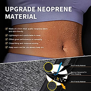 FeelinGirl Women's Neoprene Workout Top Shirt Waist Trainer Corset Trimmer Belt Body Shaper Cincher Zipper Slimming L Grey