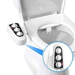 Bidet Attachment for Toilet Hot and Cold, Non-Electric Mechanical Bidet Bidet Toilet Attachment with Dual Nozzle, Rear &Feminine Wash, Fresh Water Sprayer with Adjustable Water Pressure