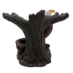 Bald Eagle Statue Wine Bottle Holder with Two Wine Glasses, Kitchen Decor, 8.5 Inch