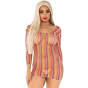 Leg Avenue womens Fishnet Long Sleeve Halter Dress Lingerie Set, Multi, One Size US