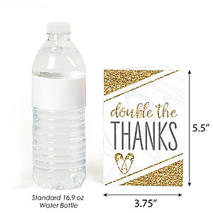 Big Dot of Happiness It's Twins - Gold Twins Baby Shower Thank You Cards (8 count)