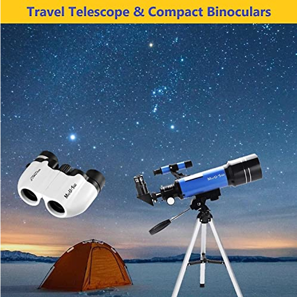 MaxUSee 70mm Refractor Telescope + 8X21 Compact HD Binoculars for Kids and Astronomy Beginners, Travel Telescope for Moon Stars Viewing Bird Watching Sightseeing