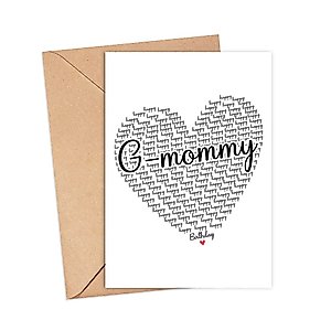 Happy Birthday G-Mommy Card - Cute Happy Birthday - Birthday Greeting Card - Sweet Birthday Card For G-Mommy - Anniversary-Thank You Card - Heart Happy Birthday Mom - I Love You G-Mommy Card