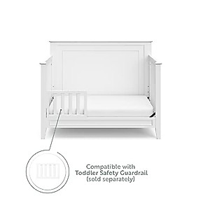 Storkcraft Solstice 5-In-1 Convertible Crib (White) – GREENGUARD Gold Certified, Converts to Toddler Bed and Full-Size Bed, Fits Standard Full-Size Crib Mattress, Adjustable Mattress Support Base