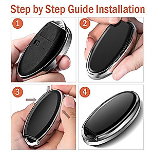 COMPONALL for Nissan Key Fob Cover, Key Fob Case for Nissan Altima Sentra Maxima Rogue Armada Pathfinder Infiniti Premium Soft TPU Full Cover Protection Smart Remote Keyless(for 4 Button only),Silver