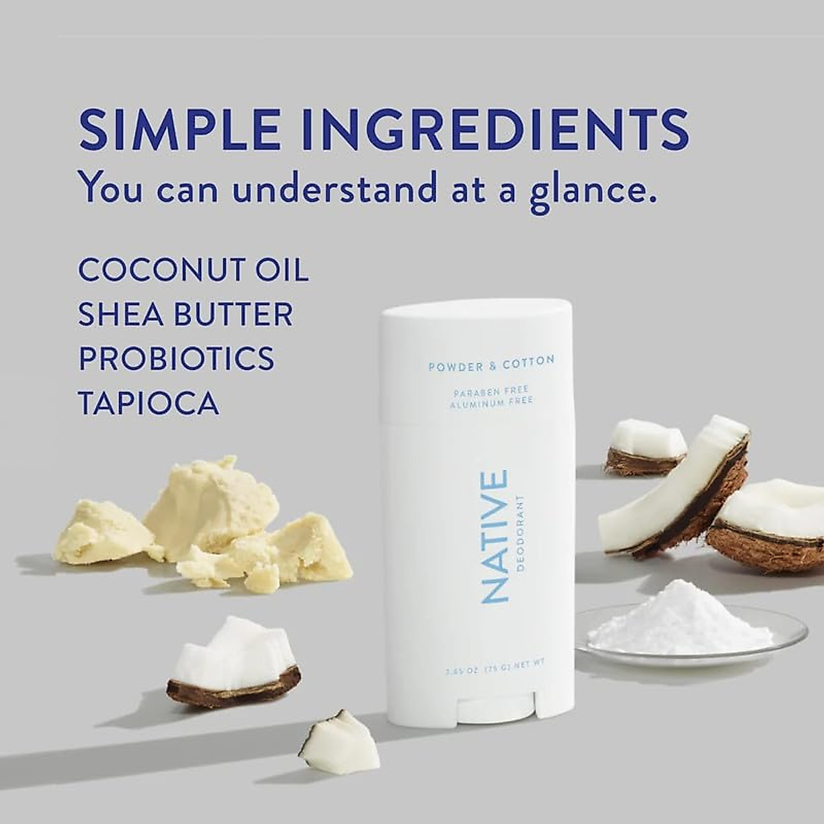 Native Deodorant Contains Naturally Derived Ingredients, 72 Hour Odor Control | Deodorant for Women and Men, Aluminum Free with Baking Soda, Coconut Oil and Shea Butter | Powder & Cotton