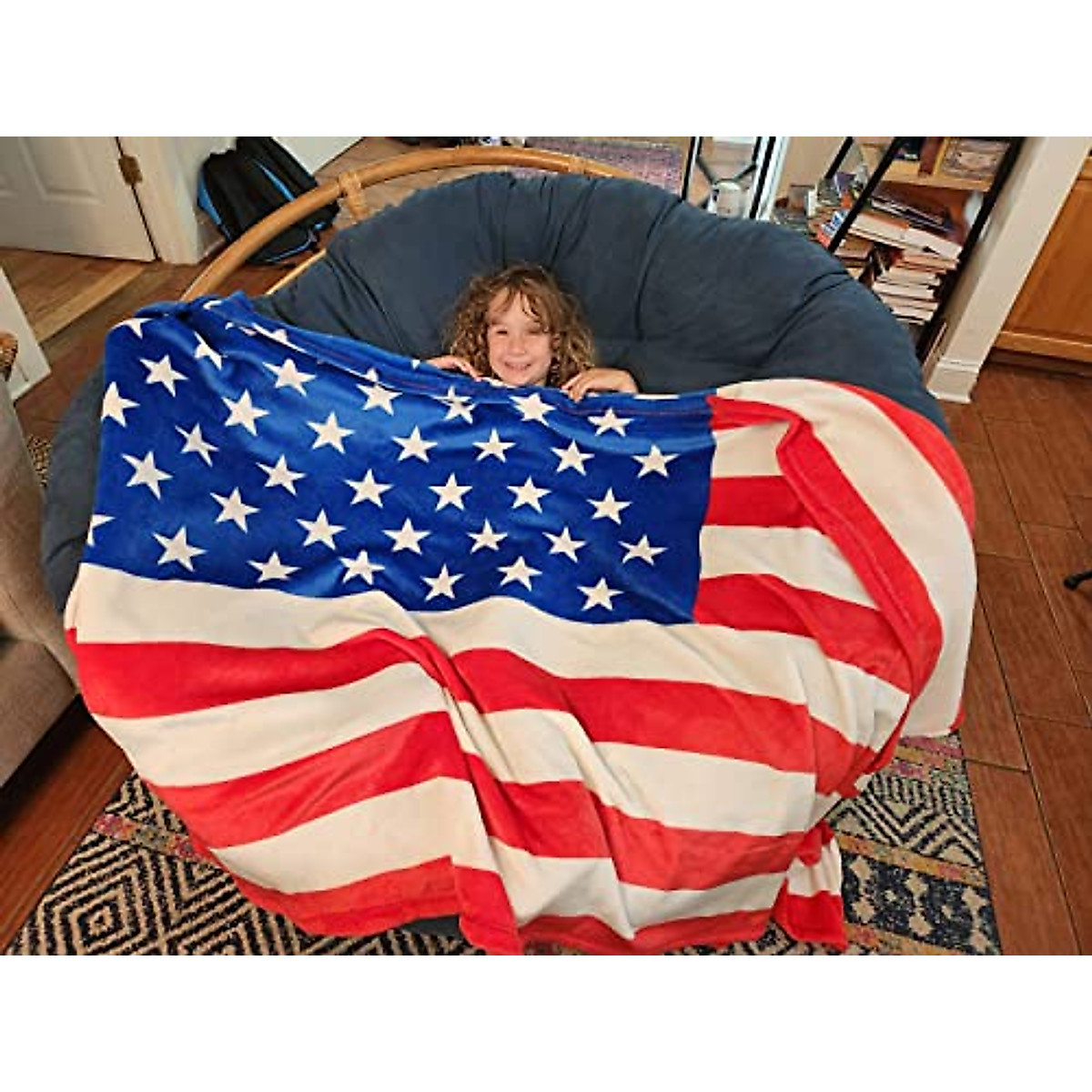 July 4th Stars & Stripes American Flag Ultra Lush Oversized Throw Blanket (50" x 70")