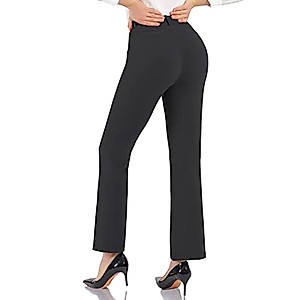 PMIYS Stretchy Dress Pants for Women Bootcut Yoga Pants Wide Leg Work Pant with Pockets XX-Large Black