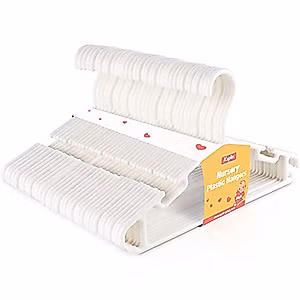 KEPLIN White Baby Hangers for Closet - 36 Pack, Plastic Nursery Hangers Space Saving Tubular Hangers, More Storage for Kids, Children, Clothes and Dresses