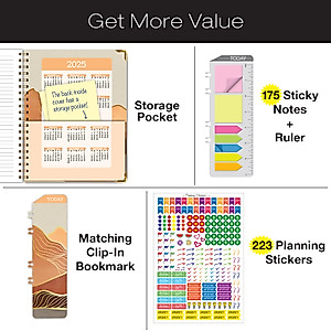 Global Printed Products, HARDCOVER 2024 Planner: (November 2023 Through December 2024) 8.5"x11" Daily Weekly Monthly Planner Yearly Agenda Bookmark, Pocket Folder & Sticky Note Set (Golden Desert)