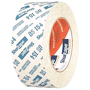 Shurtape DS 154 Double-Sided Containment Tape, Painter's Tape and Sticks to Plastic Sheets, For Painting and Remodeling, 48mm x 23 Meters, Natural, 1 Roll (104333)