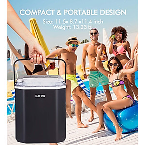 Rafow Ice Maker Countertop - Portable Machine Makes 26 lbs of in 24 Hours, 9 Cubes 6 Minutes, Self-Cleaning Compact Nugget with Scoop and Basket for Home, Kitchen, RV (Black)