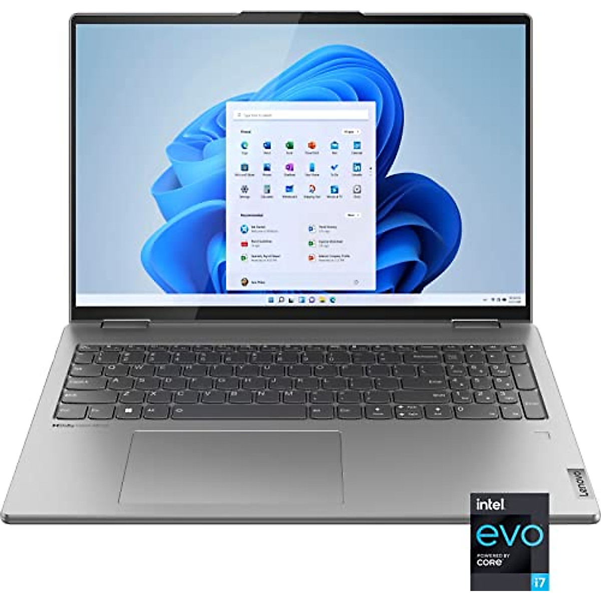 Lenovo Yoga 7i 2-in-1 16" 2.5K Touch Screen Premium Laptop | Intel Evo Platform - Core i7-1260P | Backlit Keyboard | Fingerprint | Windows 11 (Gray, 16GB RAM | 512GB SSD)