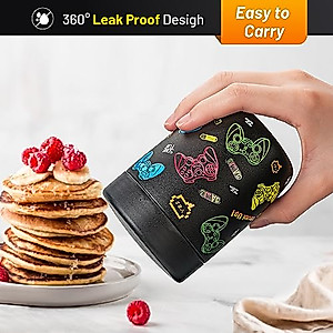 Charcy 9 Ounce Stainless Steel Vacuum Insulated Kids Food Jar - Soup Thermos for Hot & Cold Food - Black Video Game