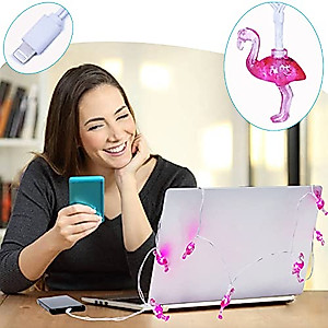 YAGE Tale Pink Flamingo USB Christmas Light Phone Charger Cord Designed for Women 50inch 8LED Compatible with Phone 11,11Pro,11Pro Max,12,12Pro,12Pro Max,13,13Pro,13Pro Max,14,14Pro,14Pro Max etc