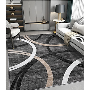 chakme Modern Abstract Washable Rugs 8'x10' Area Rug for Living Room Bedroom, Black and White Rug Non-Slip Ultra Thin Home Decor, 8x10FT