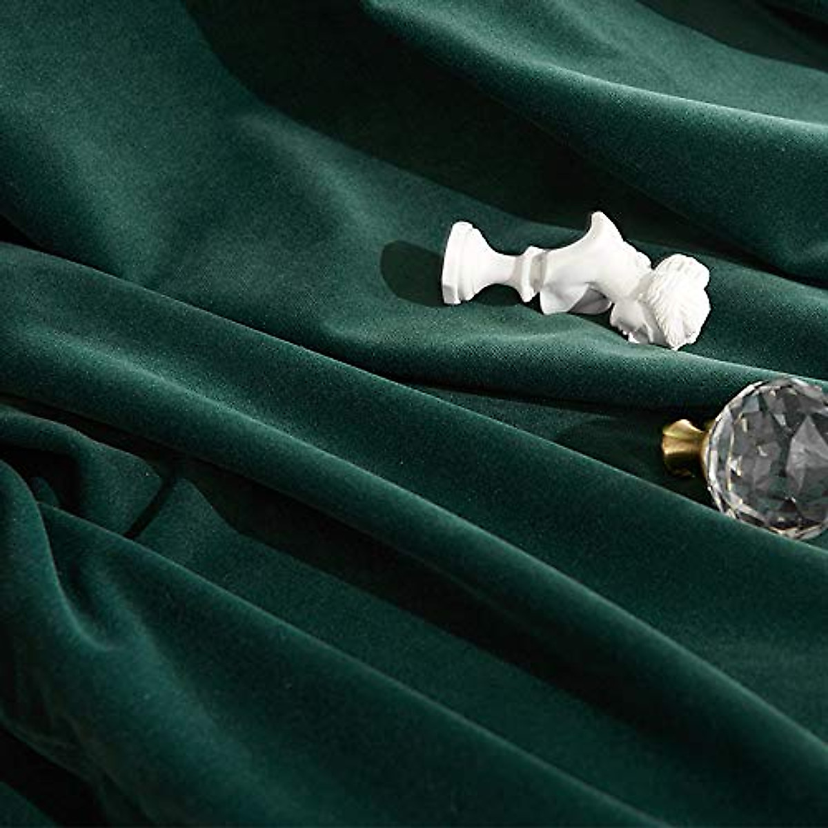 MYRU 1 Pair Nordic Velvet Curtains Dark Green Luxury Blackout Curtains for Bedroom and Living Room (2 X 54 by 96 Inch,Dark Green)