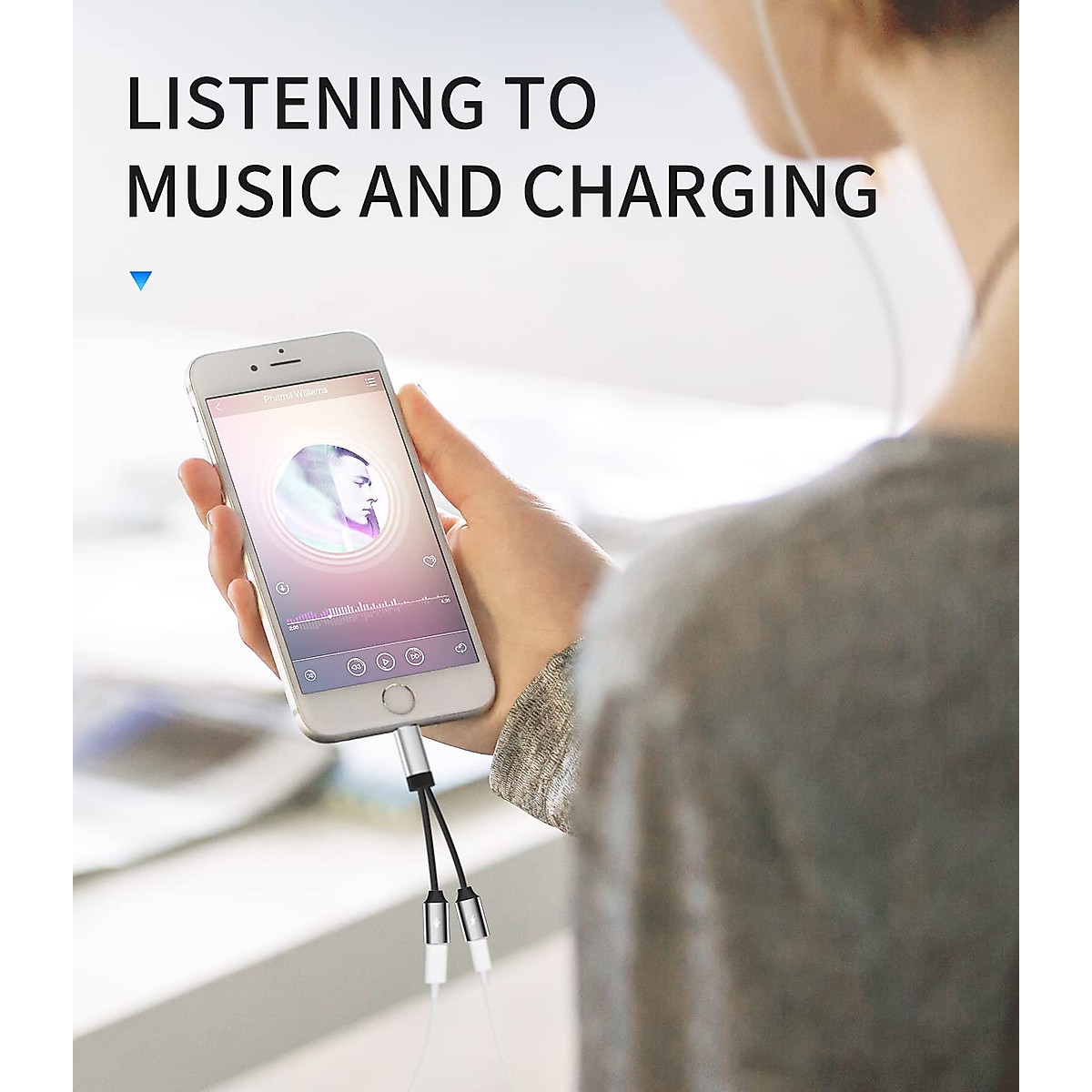 HOYULLI Headphone Adapter Lightning to Audio Jack and Charger Music Extender Earphone Headset Charging Splitter Compatible for MFI Certified 13 11 12 Mini Pro Max Xs Xr X 7 8plus Ipad Air Converter