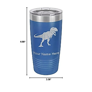 LaserGram 20oz Vacuum Insulated Tumbler Mug, Tyrannosaurus Rex Dinosaur, Personalized Engraving Included (Dark Blue)