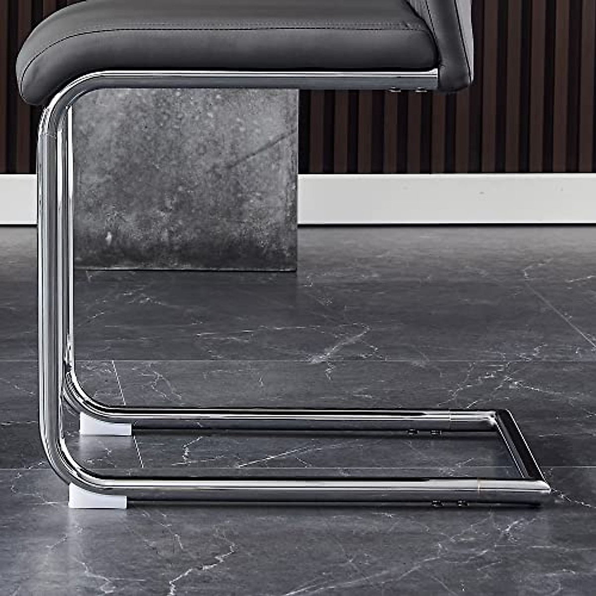 Baysitone Modern Dining Chairs Set of 6, Grey Dining Room Chairs, Metal Kitchen Chairs with Leather Padded Seat High Back, Chairs for Dining Room, Kitchen, Living Room