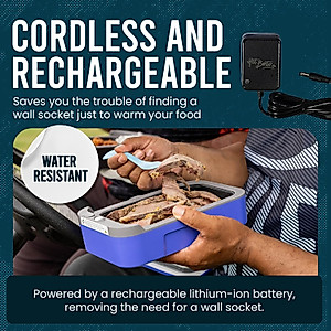 Hot Bento – Self Heated Lunch Box and Food Warmer – Battery Powered, Portable, Cordless, Hot Meals for Office, Travel, Jobsite, Picnics, Outdoor Recreation, Kitchen Meal Prep, Black