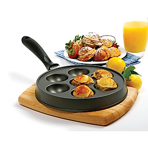 Norpro Nonstick Stuffed Pancake Pan, Munk/Aebleskiver/Ebelskiver 16.5″ x 9″ x 1.25″ Black