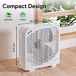 shinic Box Fan 10 Inch, 2 Speeds, Table Fan with Strong Airflow, Energy Efficient Small Window Fan, Air Circulation Portable Kitchen Exhaust Fan for Bedroom Bathroom, and Tabletop, green
