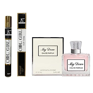 INSPIRE SCENTS Miss Dear Eau de Parfum for Women + Cool Girl Travel Spray for FREE, 100 ml / 3.4 fluid oz (Pack of 2) - Clashoky