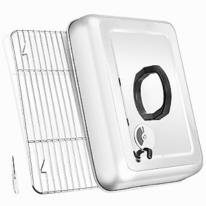 Leonyo 13" Rectangular Basting Cover with 11"x 9" Cooling Rack, Cheese Melting Dome & Wire Rack for Baking, Griddle Accessories with Steam Dome Lids Baking Racks for Oven, BBQ Flat Top Grill Cooking