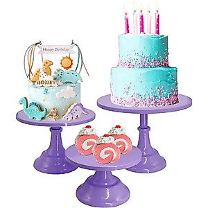 3 Pieces Cake Stand Set Purple Metal Cupcake Dessert Holder Party Serving Tray for Baby Shower Wedding Birthday Parties Celebration