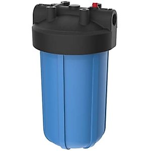 Pentair Pentek 150469 Big Blue Filter Housing, 3/4" NPT #10 Whole House Heavy Duty Water Filter Housing with High-Flow Polypropylene (HFPP) Cap and Pressure Relief Button, 10-Inch, Black/Blue