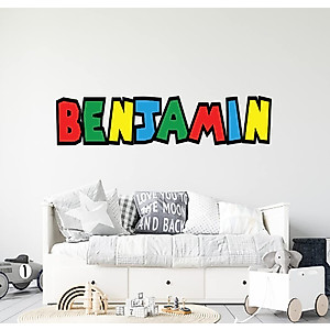 Custom Name Wall Decal - Personalized Name Wall Sticker - Mario Wall Sticker - Graffiti Name Wall Decal - Unisex Wall Art Decor - Wall Decal for Nursery Bedroom Decoration (Wide 15")