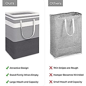 Large Laundry Basket, Waterproof, Freestanding Laundry Hamper, Collapsible Tall Clothes Hamper with Extended Handles for Clothes Toys in The Dorm and Family-(Gr