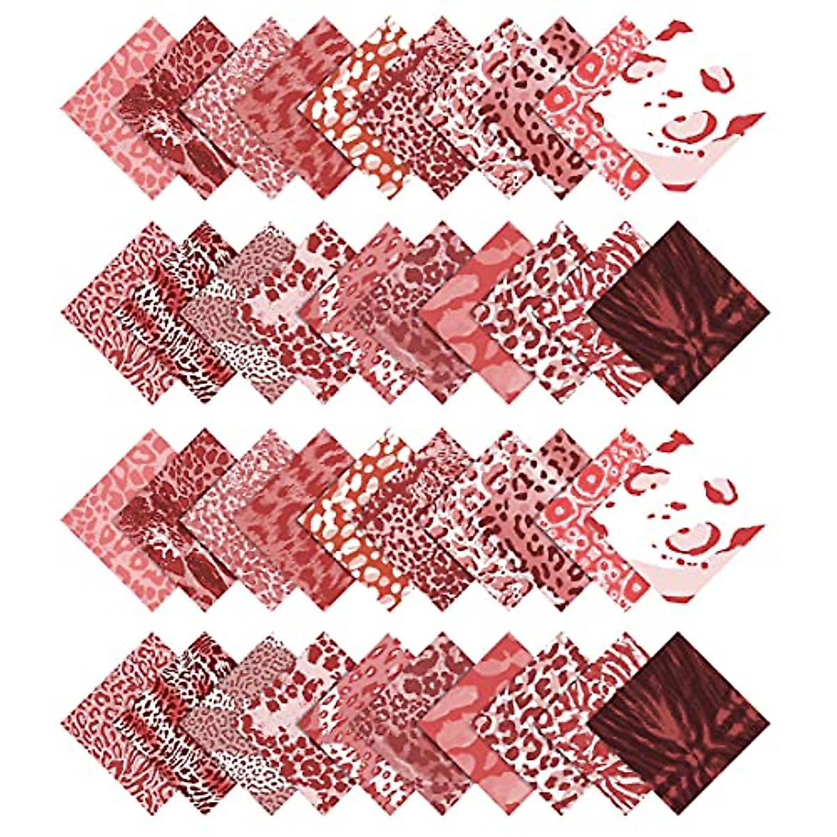 Soimoi 40Pcs Floral Artistic Print Precut Fabrics Strips Roll Up 1.5x42inches Cotton Jelly Rolls for Quilting - Red