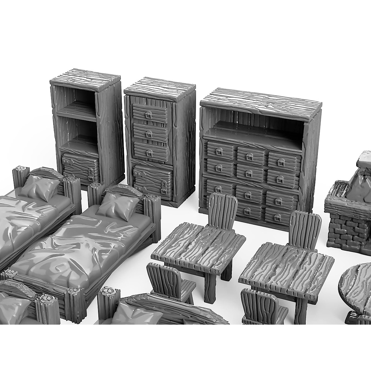 3DEGOS Tavern Bedroom Furniture Set DND Terrain 28mm for Dungeons and Dragons, D&D, Pathfinder, Warhammer 40k, RPG, Miniatures, Age of Sigmar, Tabletop, D and D, Dungeons and Dragons Gifts