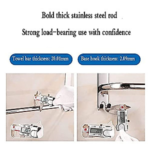-Shelf,Towel Rack Wall Towel Rack, Stainless Steel Bath Towel Holder,3 Bars, Bathroom and Kitchen Towel Rail, Silver, 40Cm, Waterproof and Rust-Proof