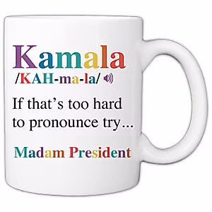 MyCozyCups Kamala Harris Definition 11oz Coffee Mug, Cat Ladies for Kamala 2024 Cup, First Female Madam President Gift for Women Equal Rights Liberal Democrat, Comma La Mug