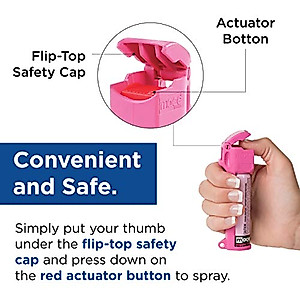 Mace Brand Personal Pepper Spray (Hot Pink) – Accurate 12’ Powerful Pepper Spray with Flip Top Safety Cap, Leaves UV Dye on Skin – Great for Self-Defense