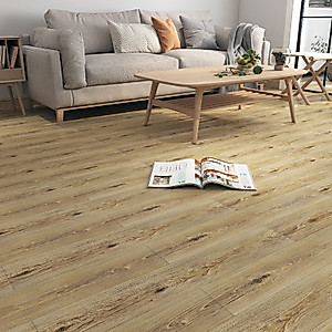 LaCheery Peel and Stick Floor Tile Wood Look 6"x36" Grey Plank Vinyl Flooring Tiles Peel and Stick Waterproof for Bathroom Kitchen Floor Tile Sticker Self Adhesive Vinyl Flooring Roll Removable 4-Pack