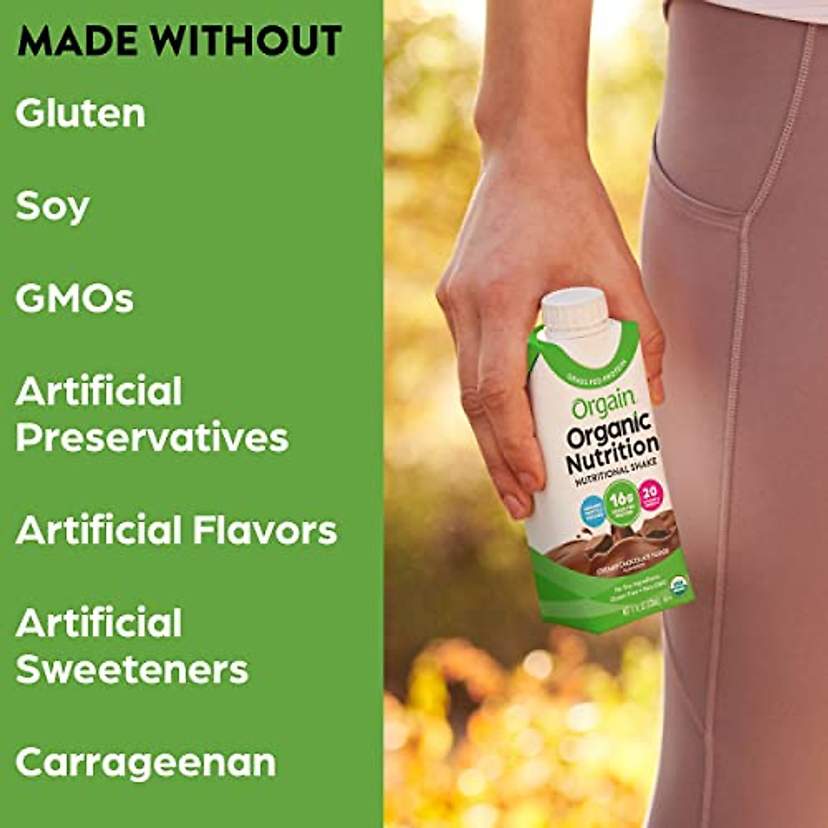 Orgain Organic Nutritional Shake, Creamy Chocolate Fudge - Meal Replacement, 16g Grass Fed Whey Protein, 20 Vitamins & Minerals, Gluten & Soy Free, Kosher, Non-GMO, 11 Fl Oz (Pack of 12)