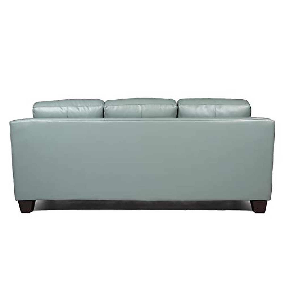 MAKLAINE Tufted Transitional Leather Sofa in Spa Green Finish