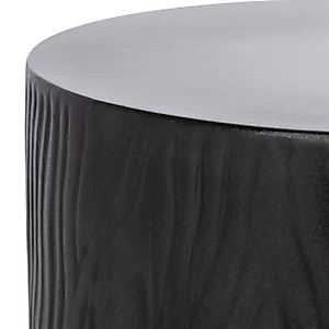 SAFAVIEH Outdoor Trunk Black Modern Concrete Round Accent Table