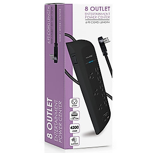 Digital Energy 8 Outlet Surge Protector Power Strip 4200 Joules USB-C and USB-A, 3 Wide Spaced Outlets, 6 Foot 14/3 AWG Cord, White