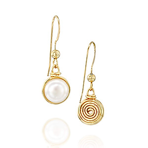 14k Gold Filled Hand Wrapped 8mm Cultured Pearl Earrings Bridal & Weddings Jewelry or Bridesmaids Gifts