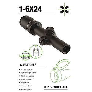 AXEON Optics 1-6x24mm Tactical Rifle Scope, Black, One Size