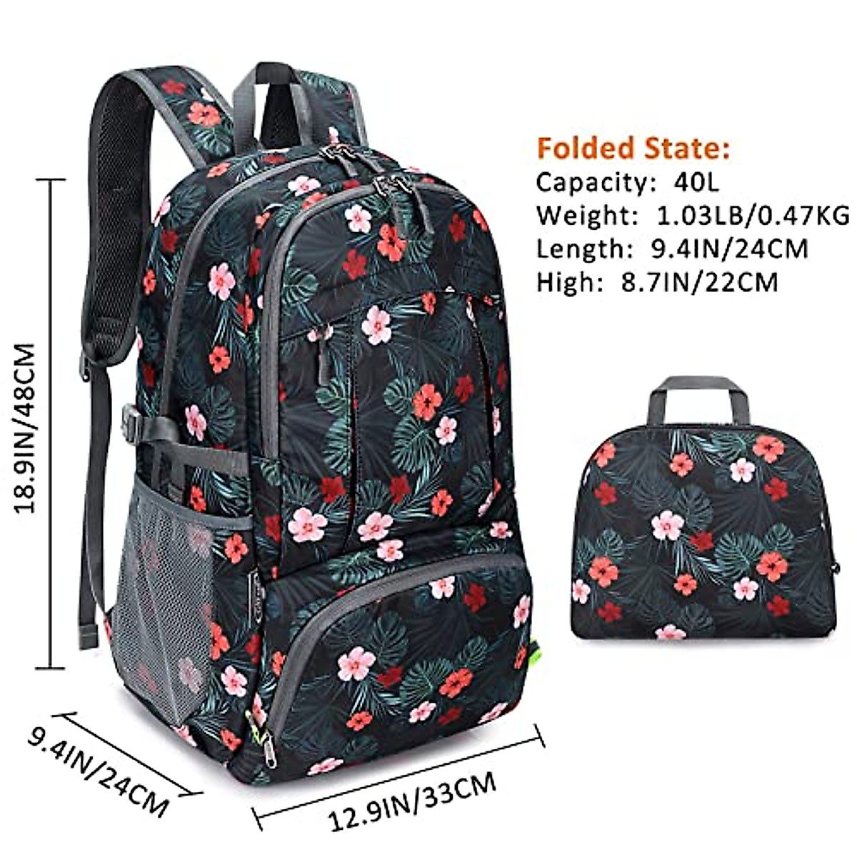 G4Free 40L Lightweight Packable Hiking Backpack, Waterproof Travel Daypack